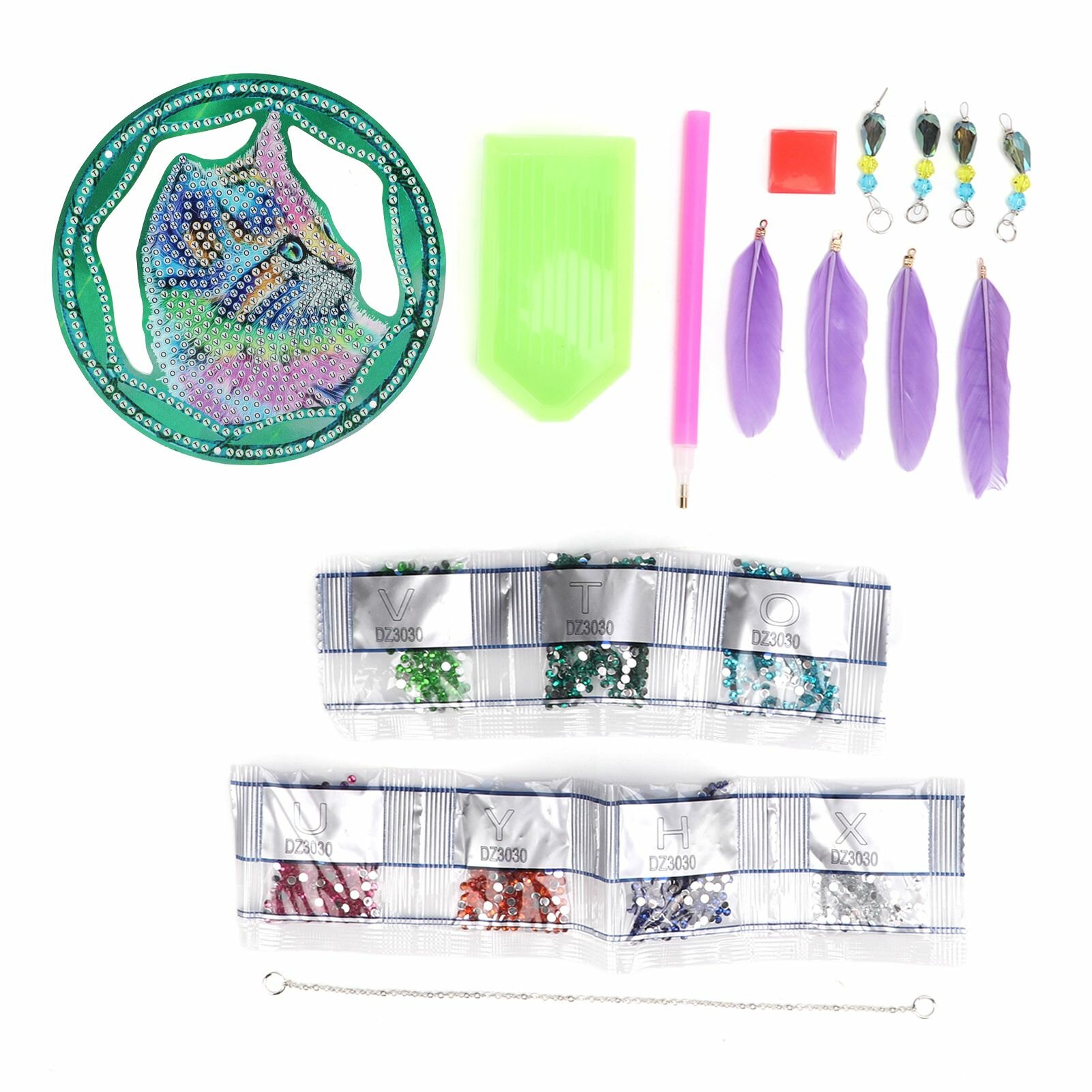 Ветряные колокольчики Cat Dreamcatcher 5D с бриллиантовой росписью (DZ3030)