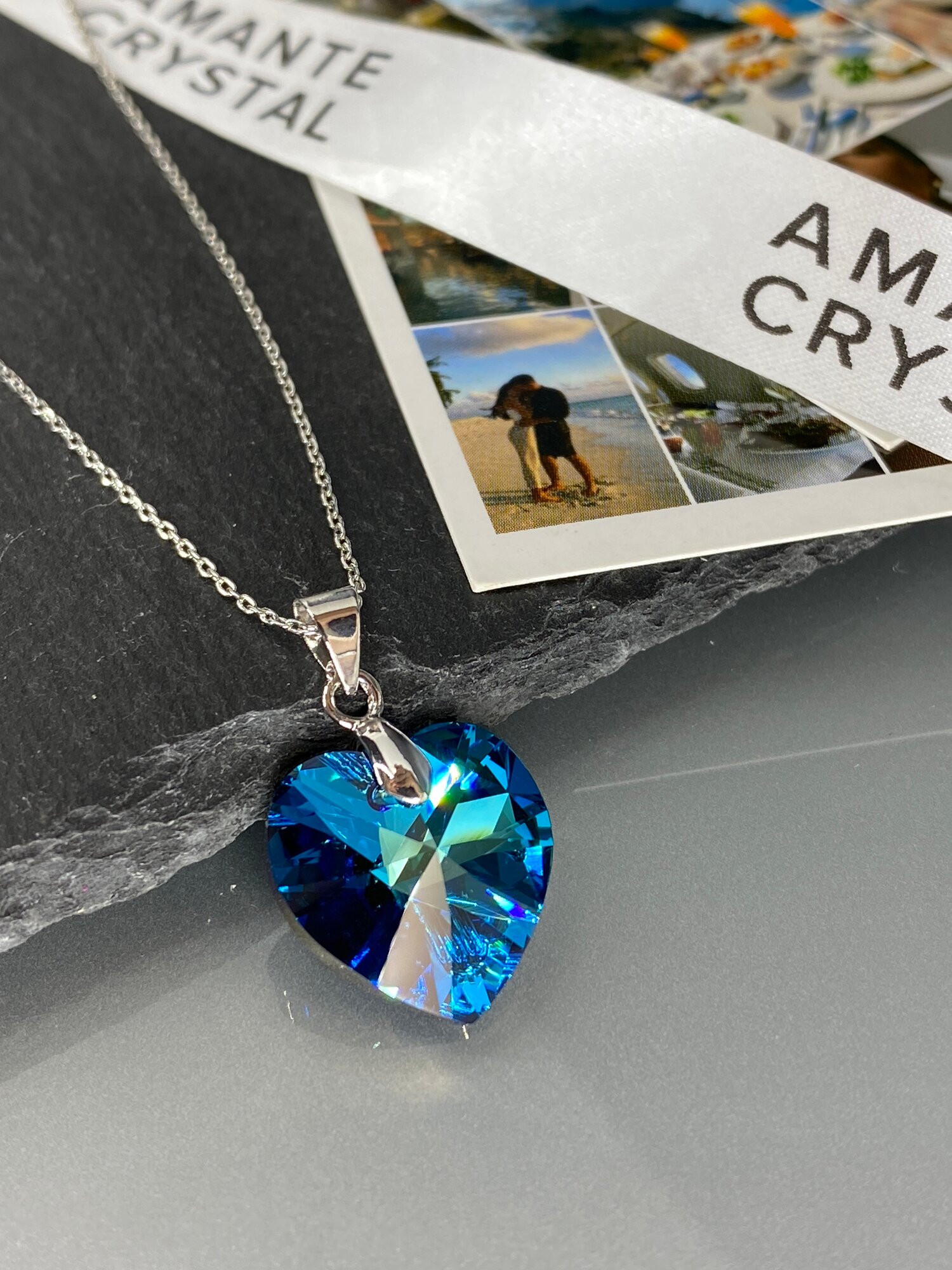 Колье Amante crystal, длина 40 см, синий — фото 1