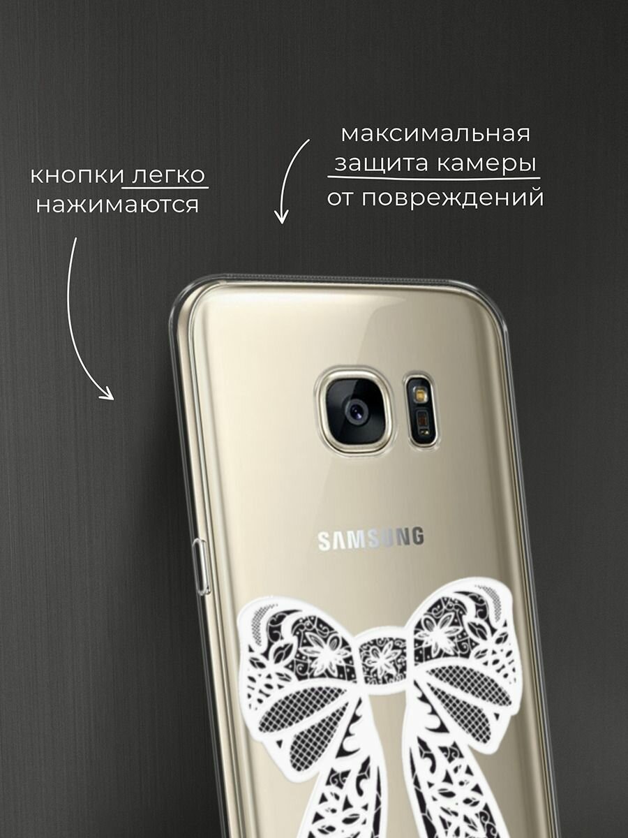 Чехол на Samsung Galaxy S7 / Самсунг Галакси С 7 с принтом "Черно-белый бант 2" — фото 1