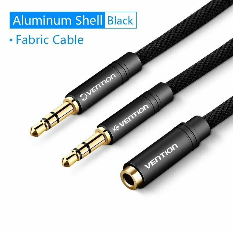 Аудиоразветвитель Vention 3,5 мм для наушников с микрофоном, Braided Cable, 30cm