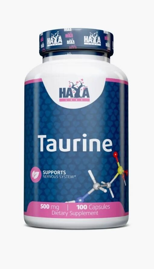 Haya Labs Taurine 500mg. Таурин. Увеличивает объем мышц 100 капс.