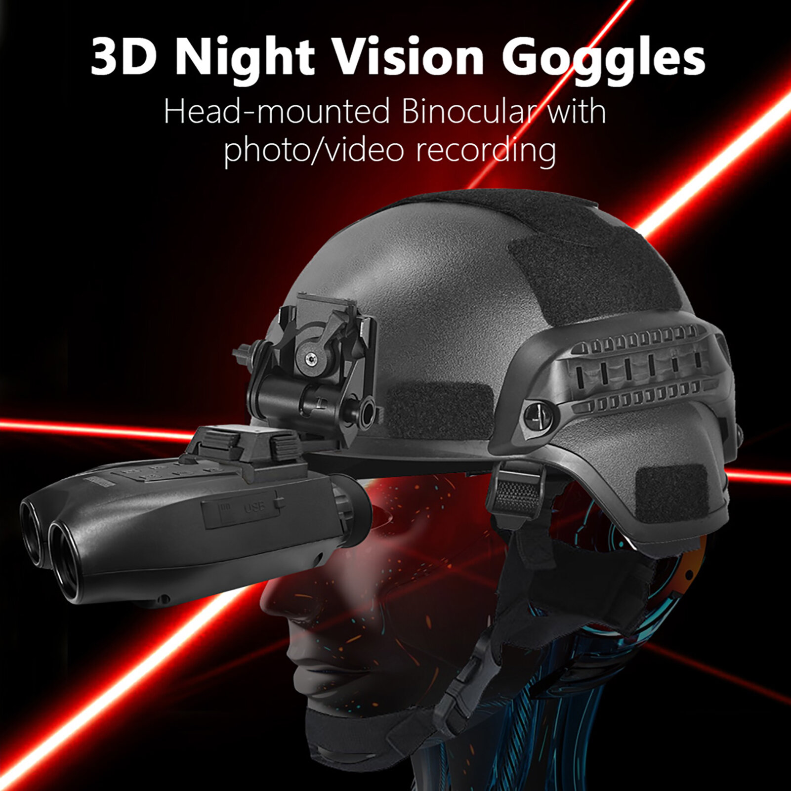 Очки ночного видения 3D бинокль камера ночного видения 6-кратный оптический зум 1,4-дюймовый двойной экран 2,5K видеорегистратор водонепроницаемый для охоты и наблюдения за птицами