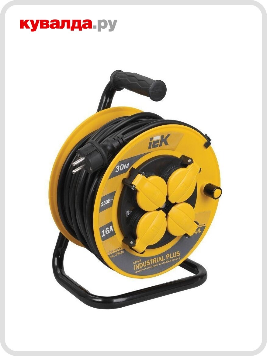 Удлинитель на катушке IEK Industrial plus УК30 4х30м с заземл. 3х1.5 термозащита