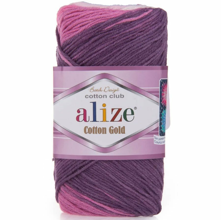 Пряжа Alize COTTON GOLD BATIK 3302 роз/сир/бел (5 мотков)