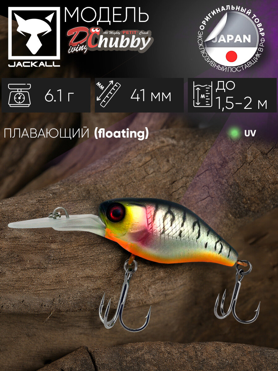 Воблер JACKALL Diving Chubby 41 цв. uv mat silver tiger