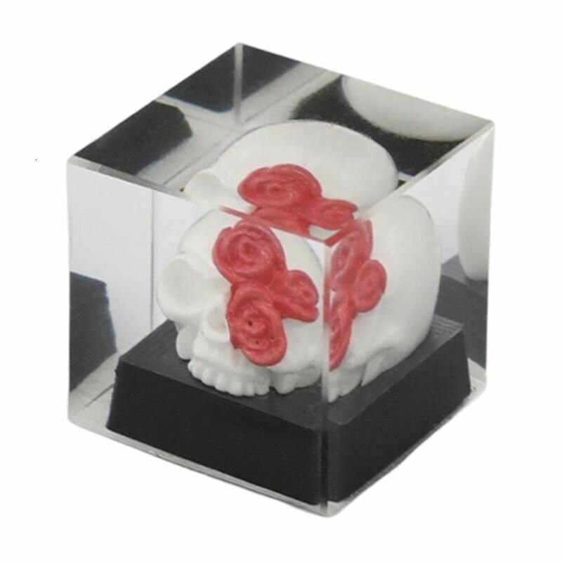 Прозрачные клавиши с узором скелета из смолы для механических клавиатур со светящимся эффектом и износостойкостью, Черный