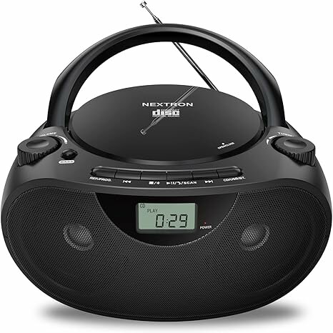 Портативный стерео CD-плеер с радио AM/FM, Bluetooth, USB, AUX, разъемом для наушников, поддержкой CD-R/RW и MP3, усиленными басами, питанием от сети и батареек