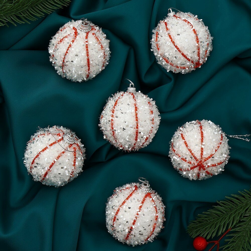 Набор шаров пластик d-6 см, 6 шт "Вилей" белый