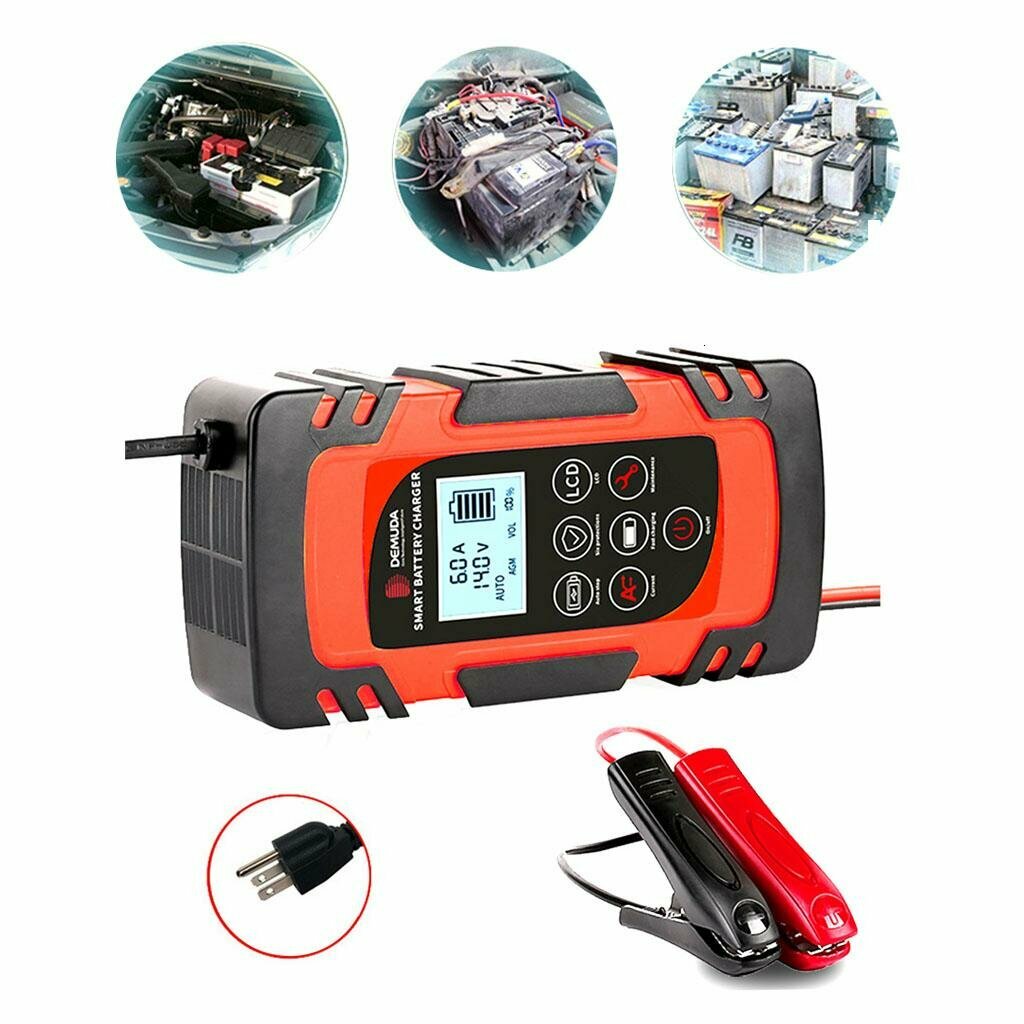 Аккумулятор 12 В 24 В ЖК-дисплей полностью автоматический сухой и мокрый проводник-акисловный заряд заряда для автомобилей мотоцикл мотоцикл, красный - Японский стандарт