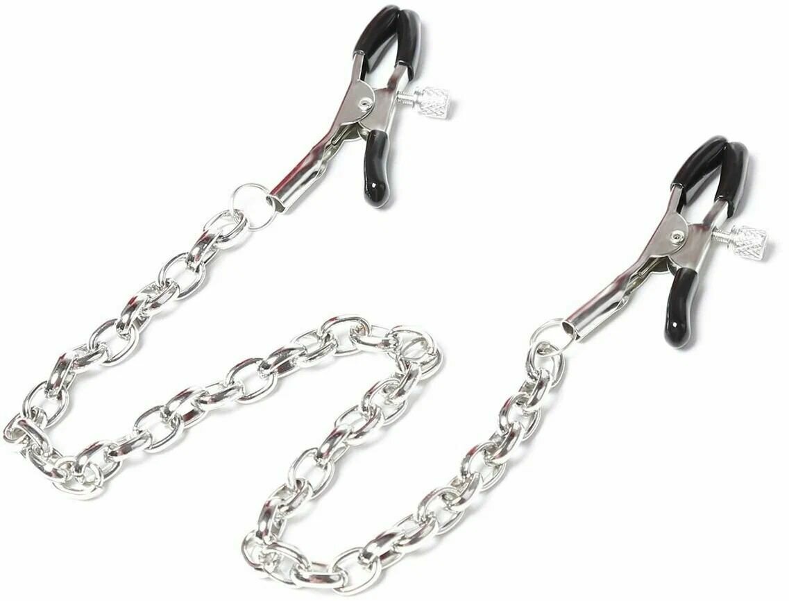 Зажимы на соски и грудь для БДСМ фетиш аксессуар из нержавеющей стали 32 см с регулировкой давления