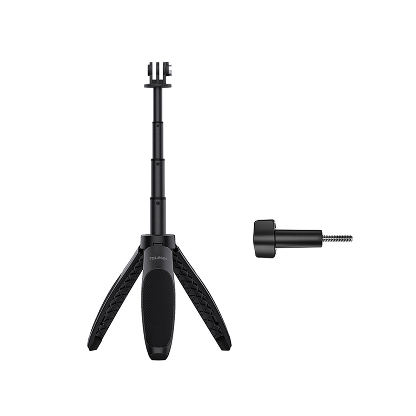 TELESIN S1-MNP-01 Штатив-монопод для спортивной камеры, алюминиевый сплав, максимальная высота 40 см/15,7 дюйма. Замена штатива для GoPro 13/12/11/10/9, подходит для видеоблогов, прямых трансляций и видеозаписи.