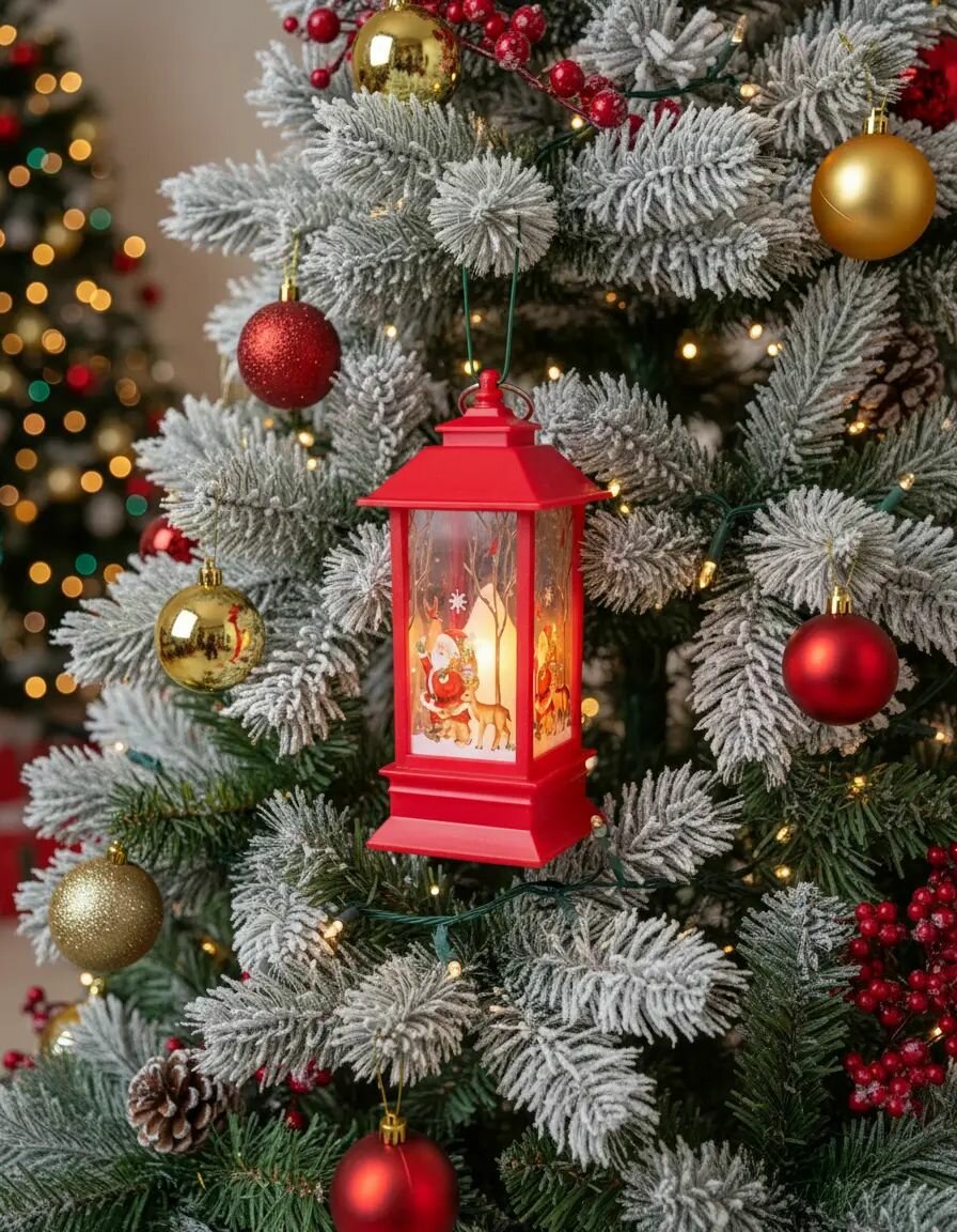 Новогодний фонарик 13 см / Фигурка новогодняя декоративная