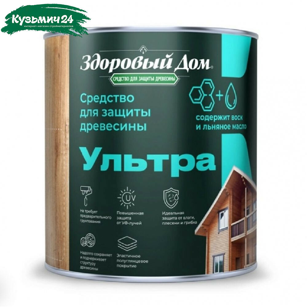 Средство для защиты древесины Лакра Здоровый Дом Ультра Л-С 9592249, Дуб, 0.8 л, 1 шт