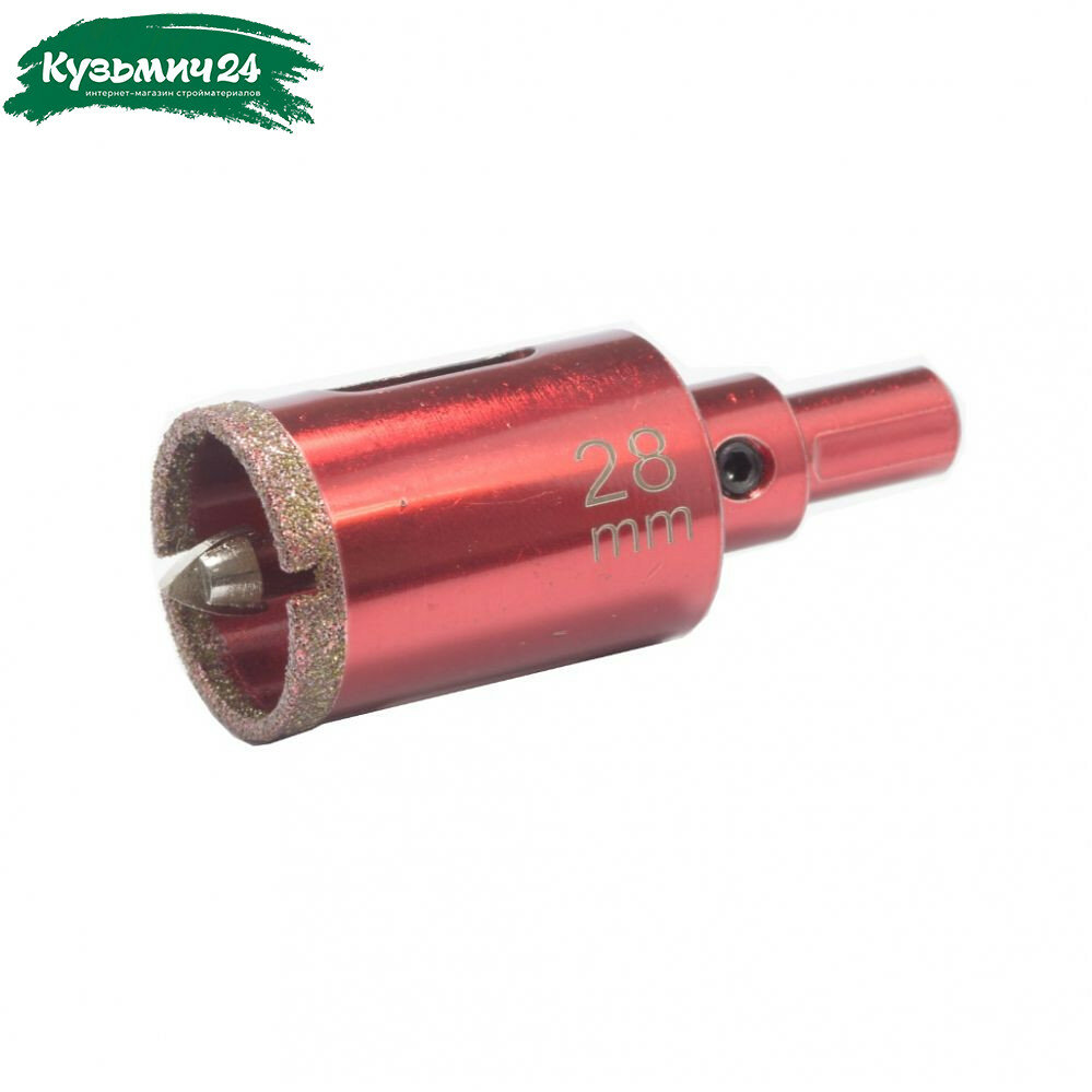 Коронка алмазная Hardcore 154028, со сверлом, по керамограниту и мрамору, 28 мм