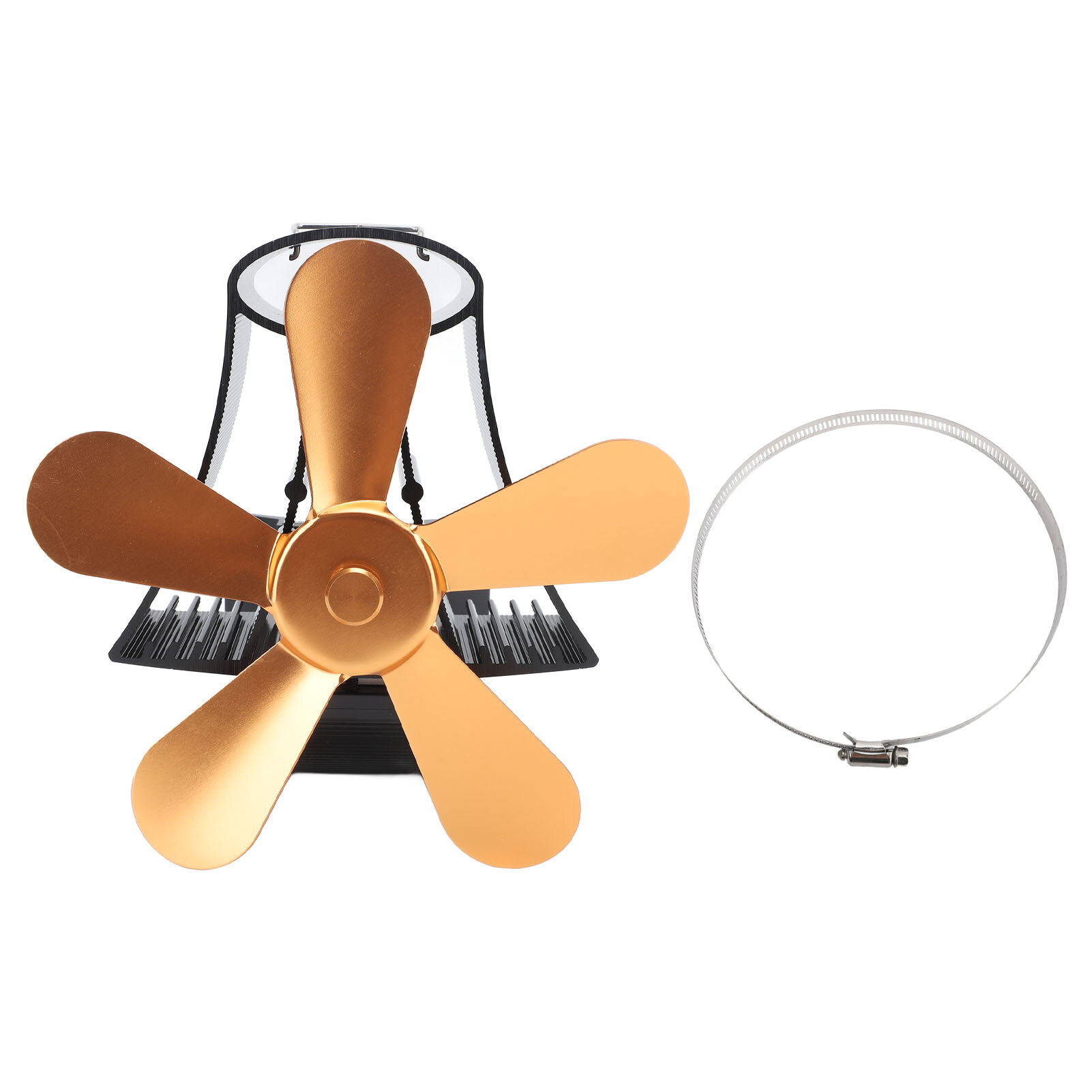 Магнитный настенный каминный вентилятор с бесшумной работой, 5 лопастей, с термоприводом для дровяной печи, для дровяного камина, золотой