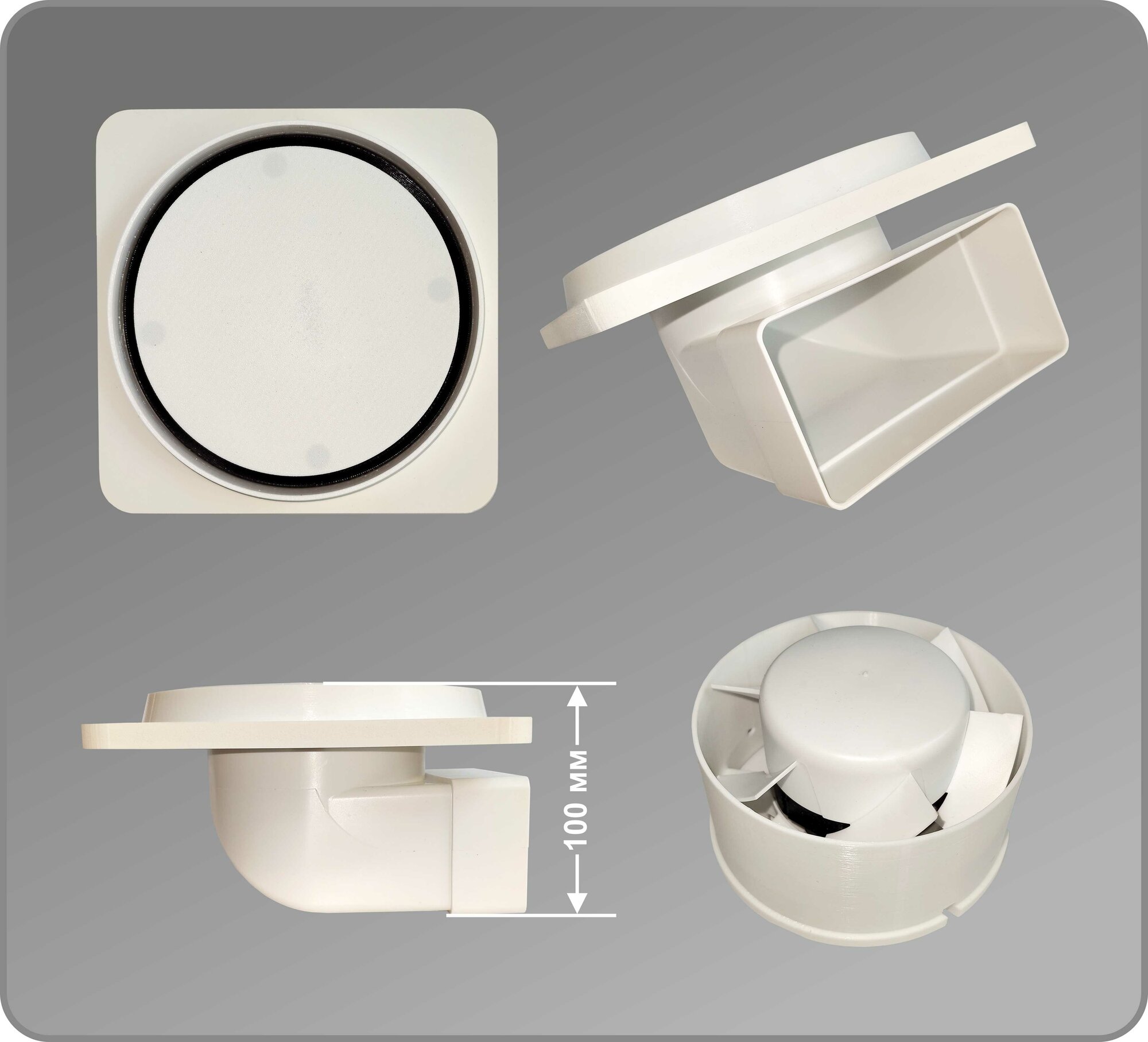 Вытяжка №145 по системе "Пяльцы" + Вентилятор (ES) D100*Н57 + угловой переходник D100*55*110 (комплект)