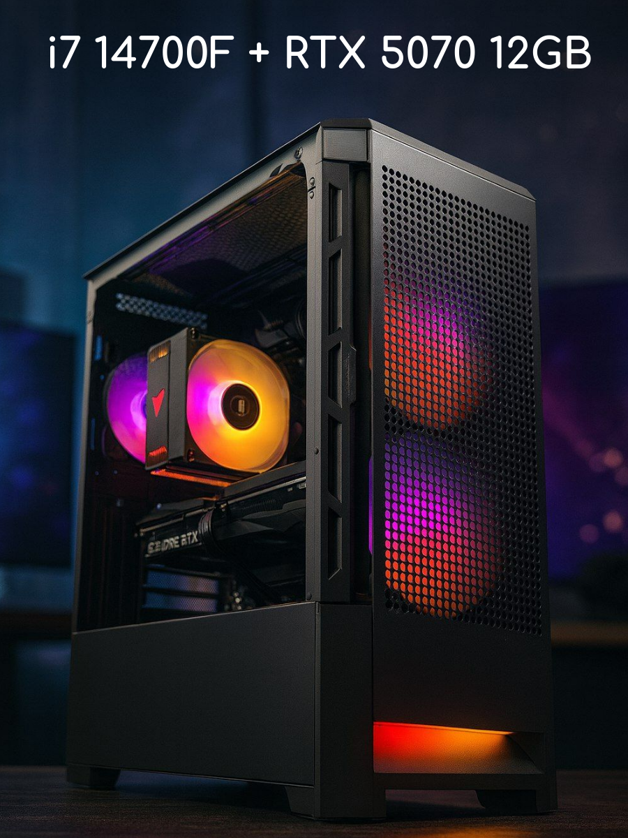 Игровой компьютер E3 Intel Core i7-14700F, RAM 32 ГБ, SSD 1000 ГБ, RTX 5070 (12 Гб), Windows 11 Pro, черный