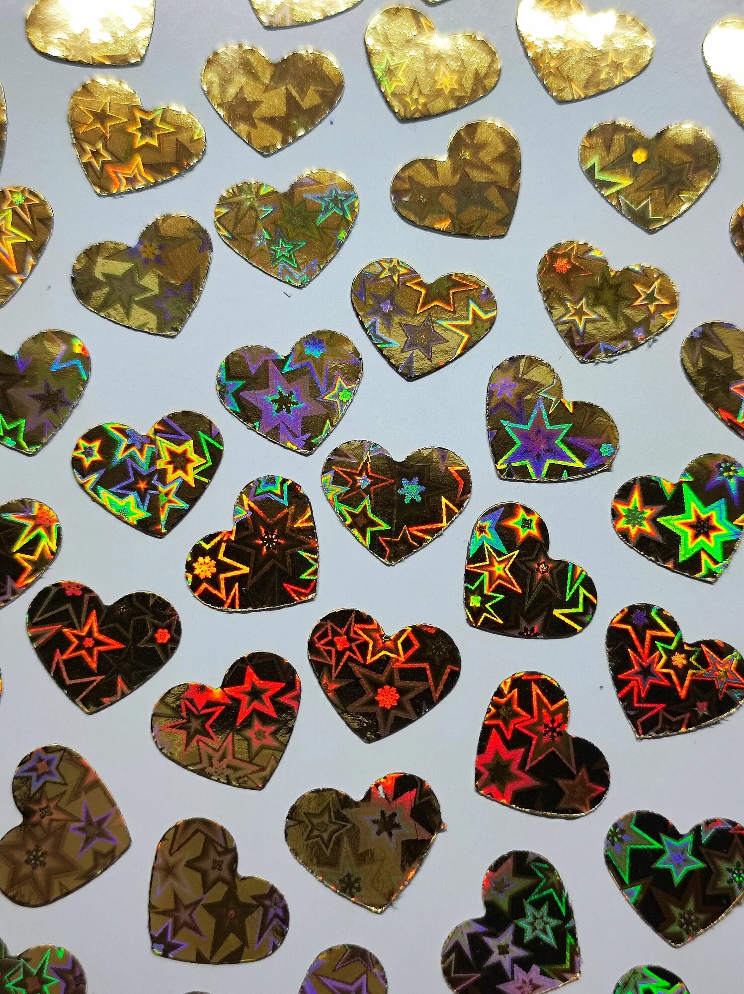 Набор для декорирования, Вырубка, Сердечки из голографического картона