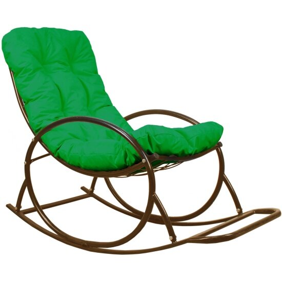Кресло-качалка M-group коричневое, зеленая подушка