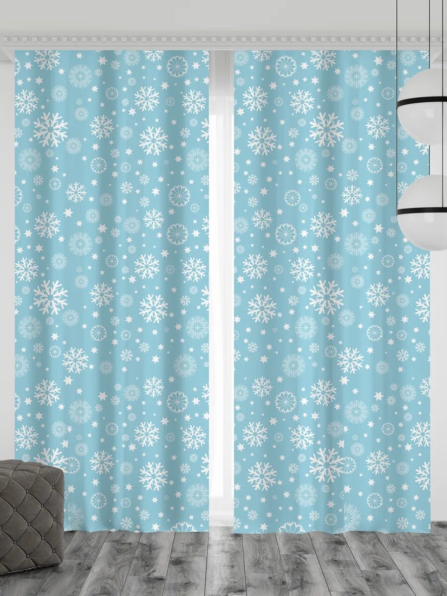 Фотошторы Homepick новогодние, шторы для гостиной в спальню 290х265