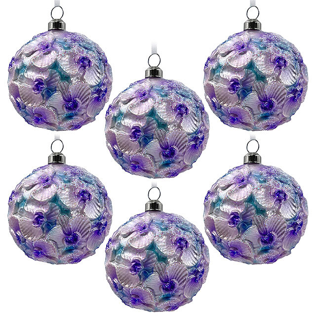 Набор стеклянных шаров Fermo - Пленительная Орхидея 8 см фиолетовый, 12 шт, Christmas Deluxe, 13975-набор