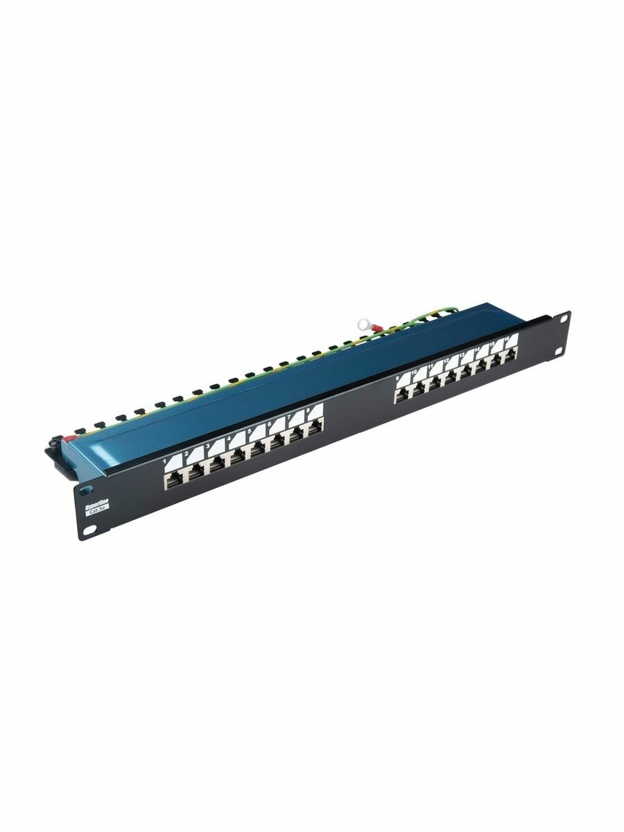 Патч-панель Hyperline PP3-19-16-8P8C-C5E-SH-110D 19" 1U 16xRJ45 кат.5e UTP полн. экран.