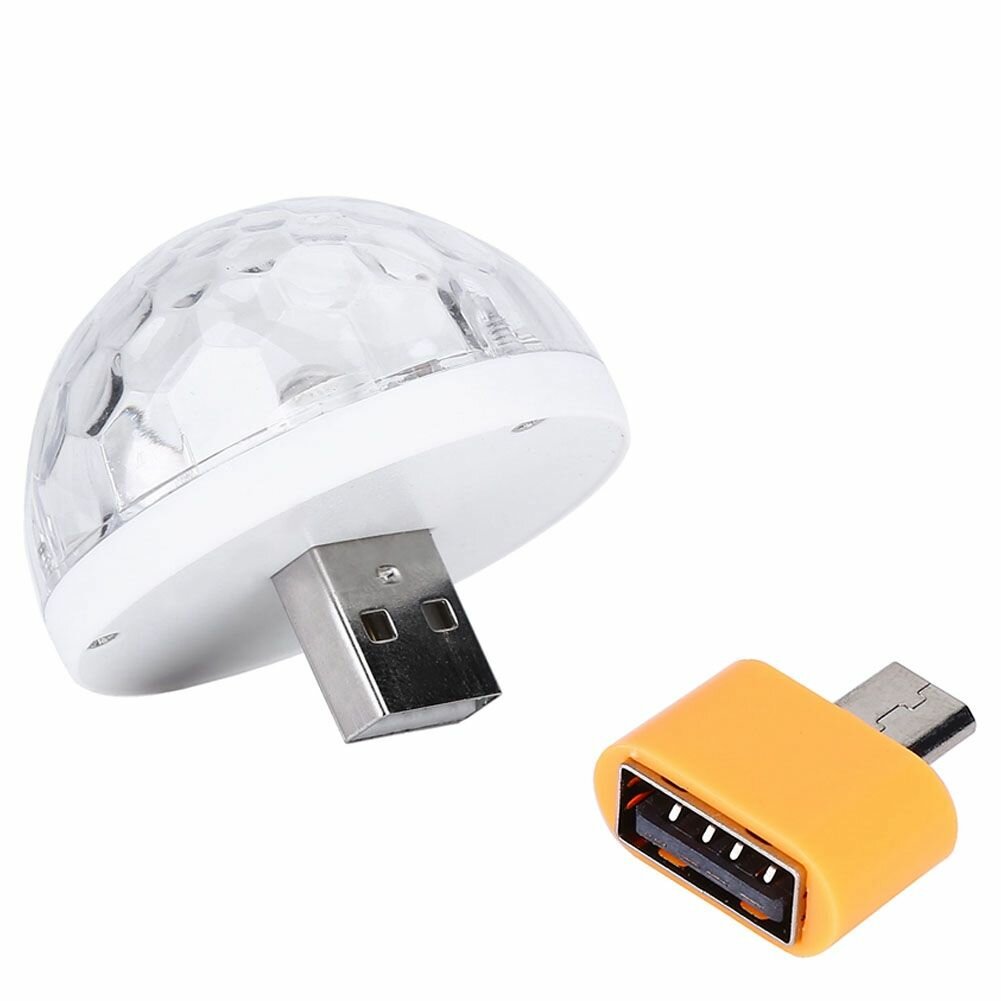 Мини-USB диско-светильник RGBW 5 В для устройств Android, компактный светильник для вечеринок мощностью 5 Вт с адаптером для мобильного телефона