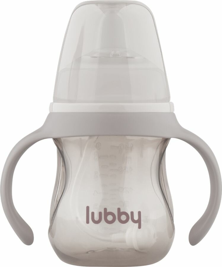 Поильник LUBBY с мягк. нос, с ручк. и грузиком, от 6 мес, 180мл, PP, сил. Арт. 30991 (Китай) 1шт