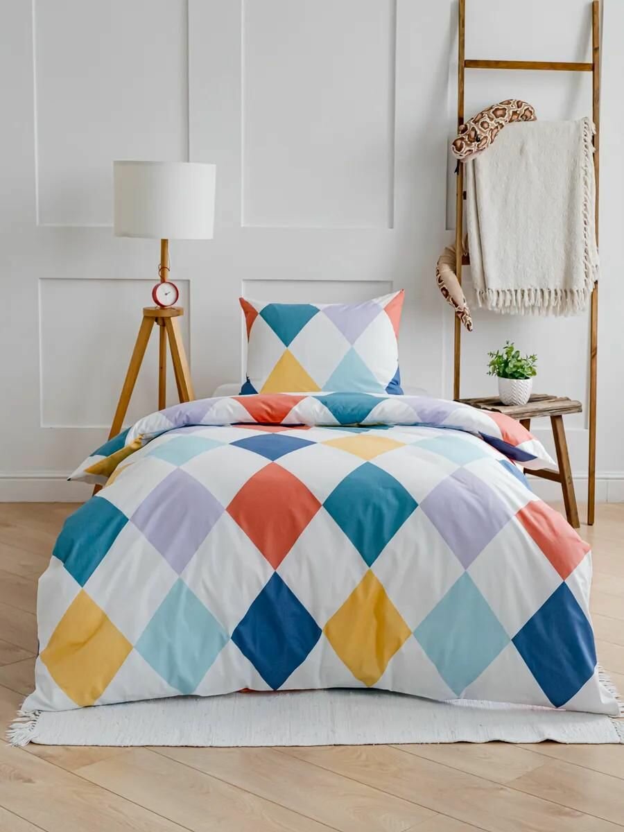 YERRNA Комплект постельного белья 1,5 спальный, пододеяльник 145*215, наволочка 50*70 - 1шт, хлопок 100%, перкаль