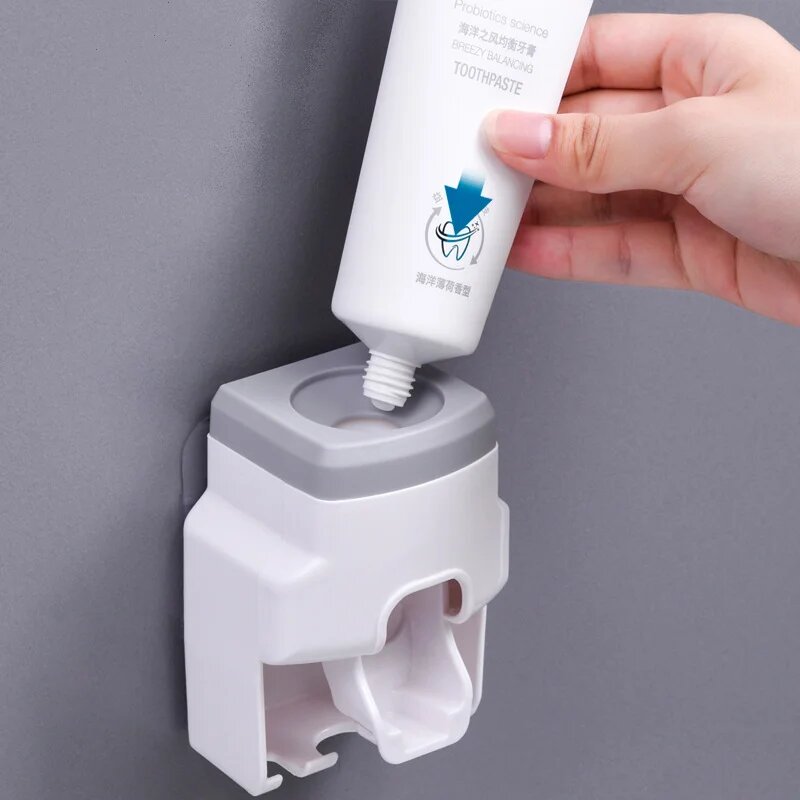 Держатель для зубных щеток без перфорации, автоматический дозатор зубной пасты, настенный соковыжималка для зубной пасты в ванной комнате, аксессуары для ванной комнаты, Nordic grey with box