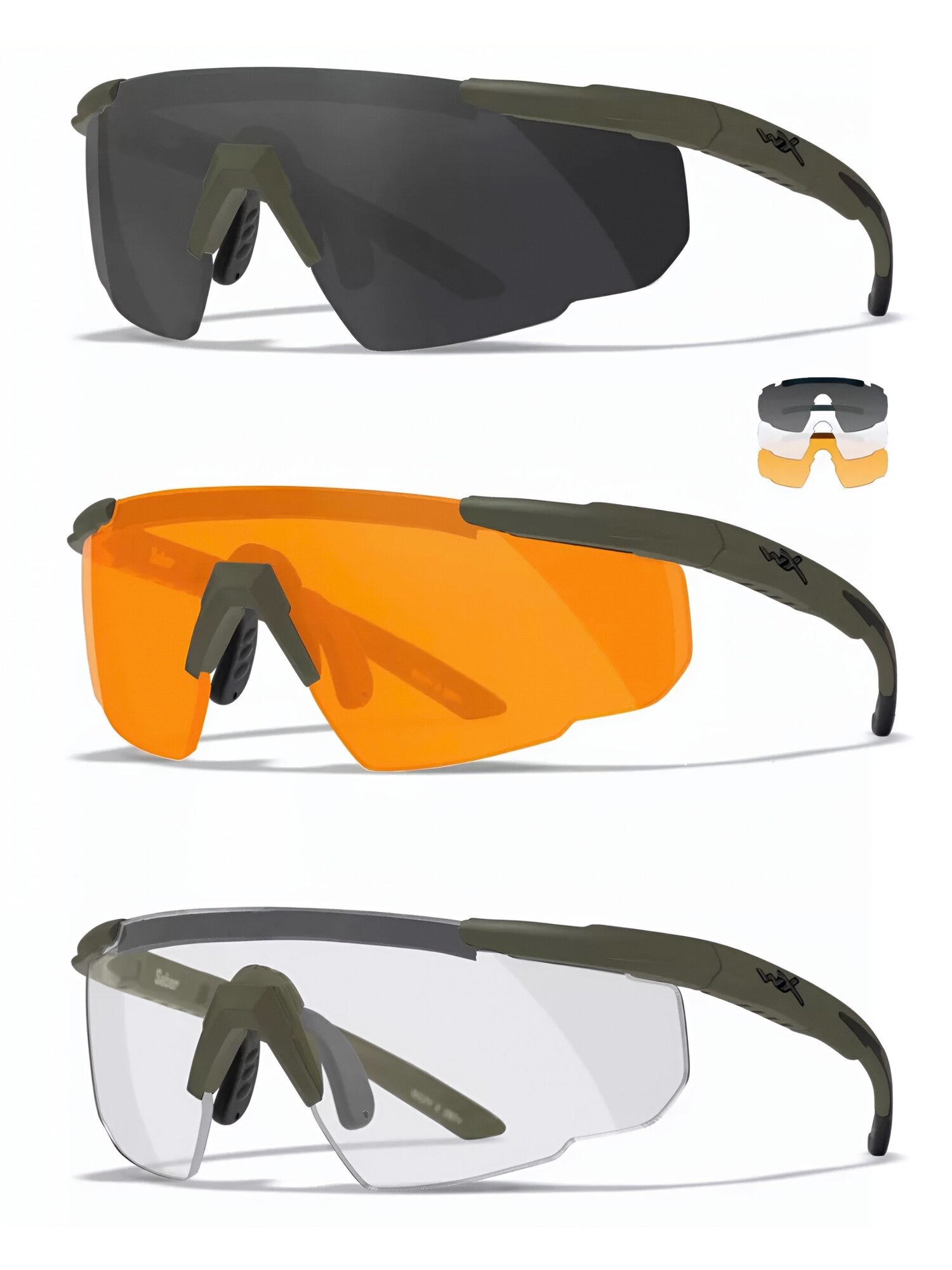 Wiley X Saber Advanced 308G Баллистические очки OD Green - 3 Lens