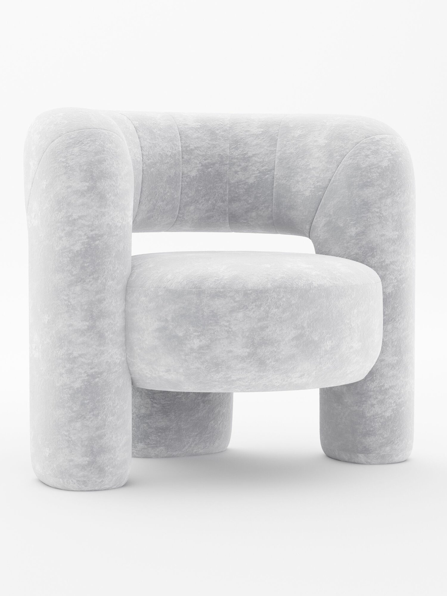 Кресло мягкое для дома, отдыха в гостиной Глер от W&B, велюр плюш: светло-серый