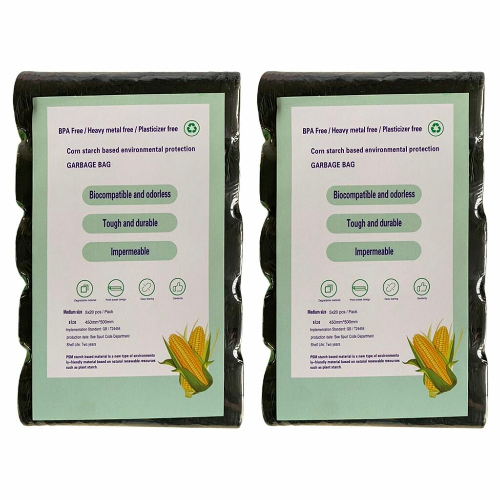 2 упаковки биоразлагаемых мешков для мусора-черные