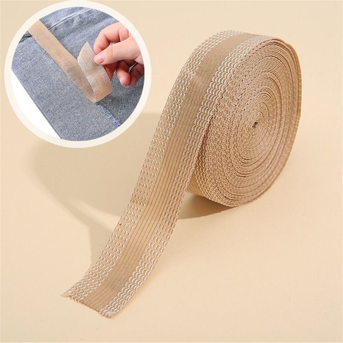 Лента брючная, для укорачивания, самоклеящаяся, хаки, черная