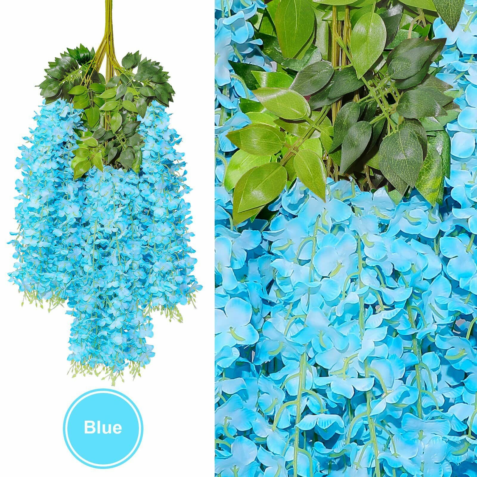 Искусственные цветы глициния свисающая / комплект из 24 веток