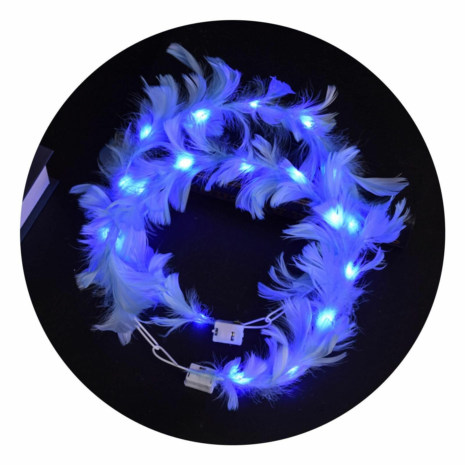 Светящаяся гирлянда из гусиных перьев Feather Angel Glitter Headdress-Angel Garland Blue плюс синий свет