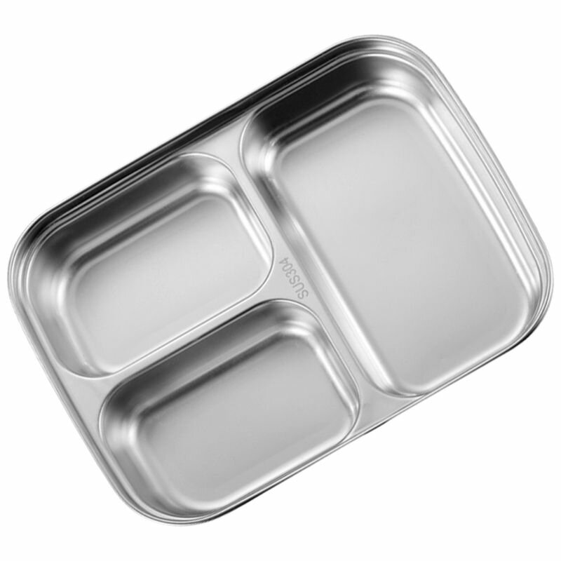 Обеденная тарелка с решеткой из нержавеющей стали 304-большая прямоугольная трехслойная