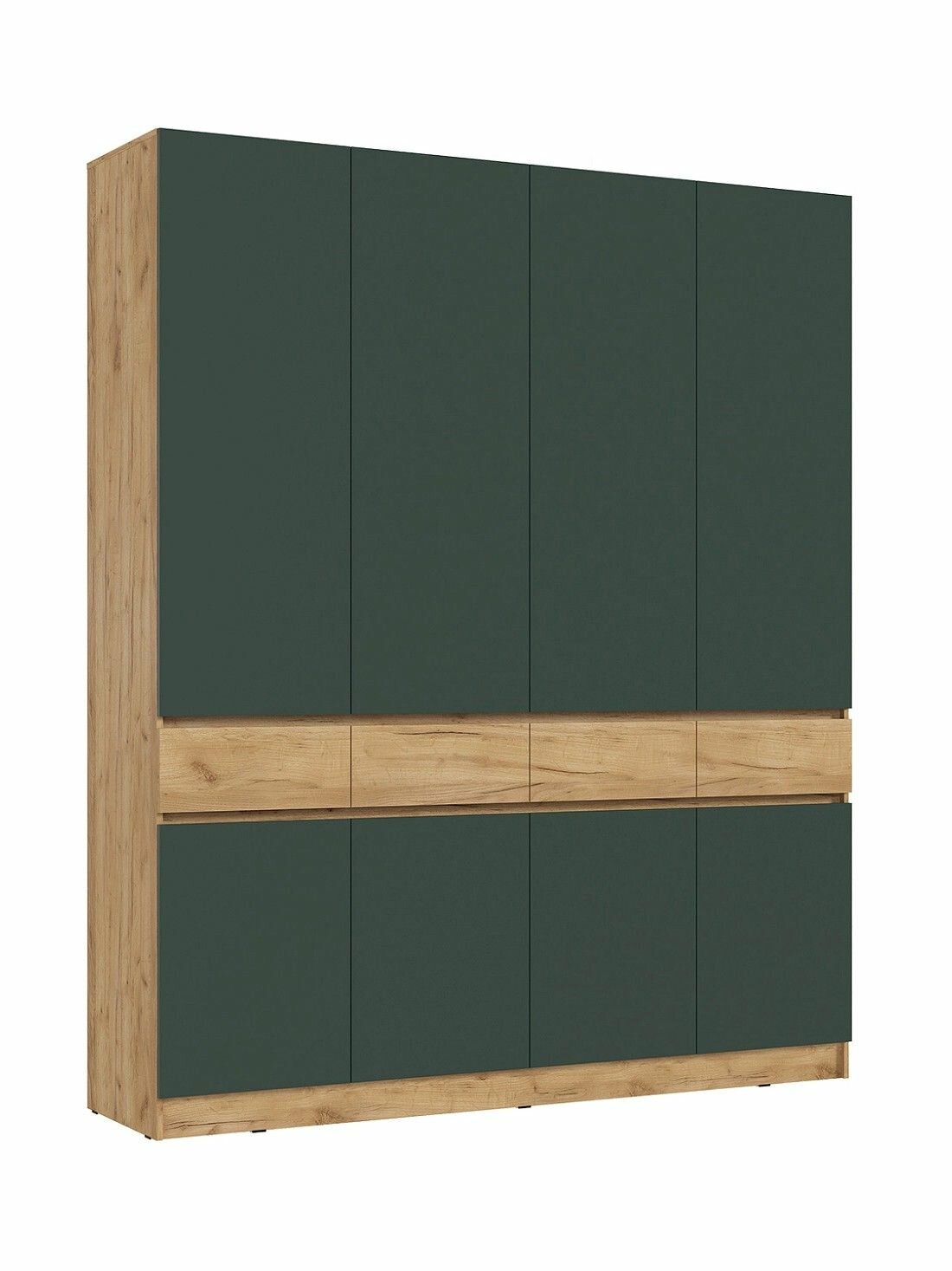 Прихожая роджинамиф Шкаф 4-х ств (Изумрудный/Дуб крафт, Дуб крафт)