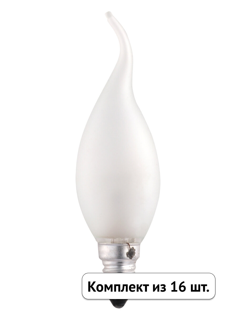 Лампочка накаливания Jazzway СТ35, 60Вт, 350Лм, 2700К, E14, теплый белый свет, свеча на ветру (комплект из 16 шт.)