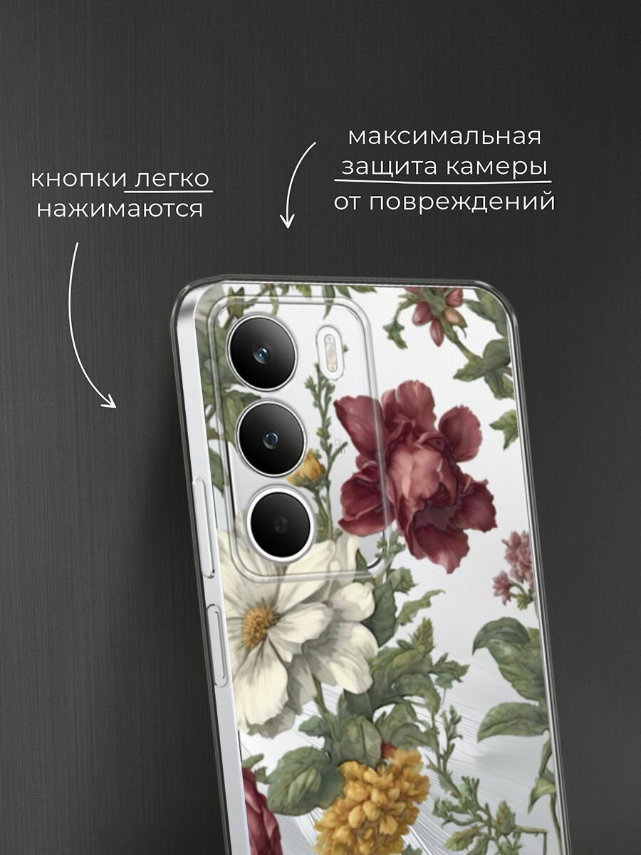 Чехол на Realme C71/P3 Lite 4G / Реалми С71/P3 Лайт 4G с принтом Акварельные цветы 2 — фото 1