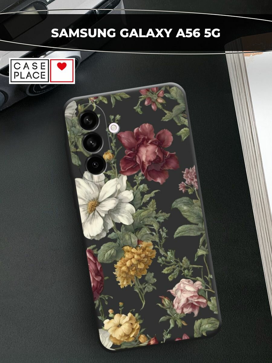 Чехол на Samsung A56 5G / Самсунг А56 5G с принтом Акварельные красные цветы 2