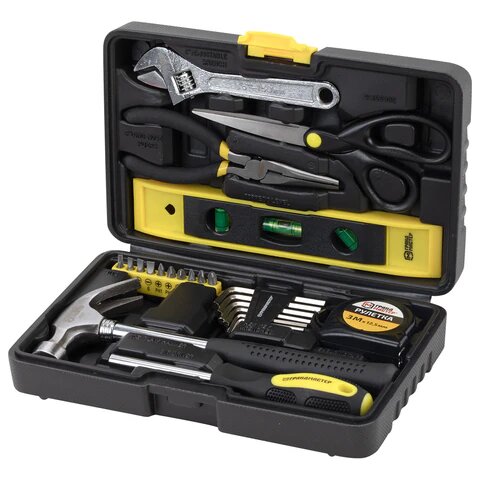 Набор инструментов столярно-слесарный, 25 предметов, пластиковый кейс, грандмастер, 671337