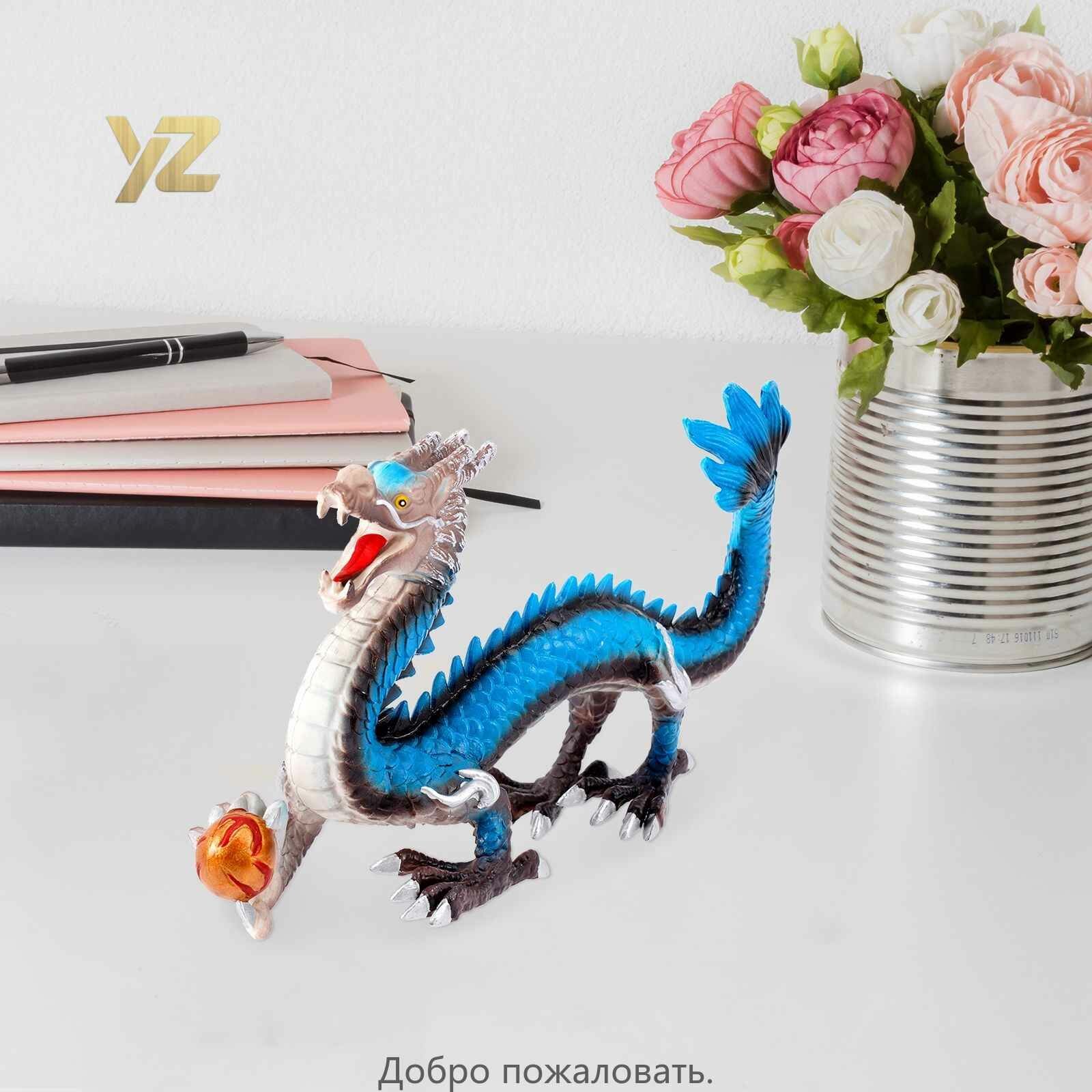 Китайская статуя дракона, настольная скульптура дракона, украшение для домашнего офиса