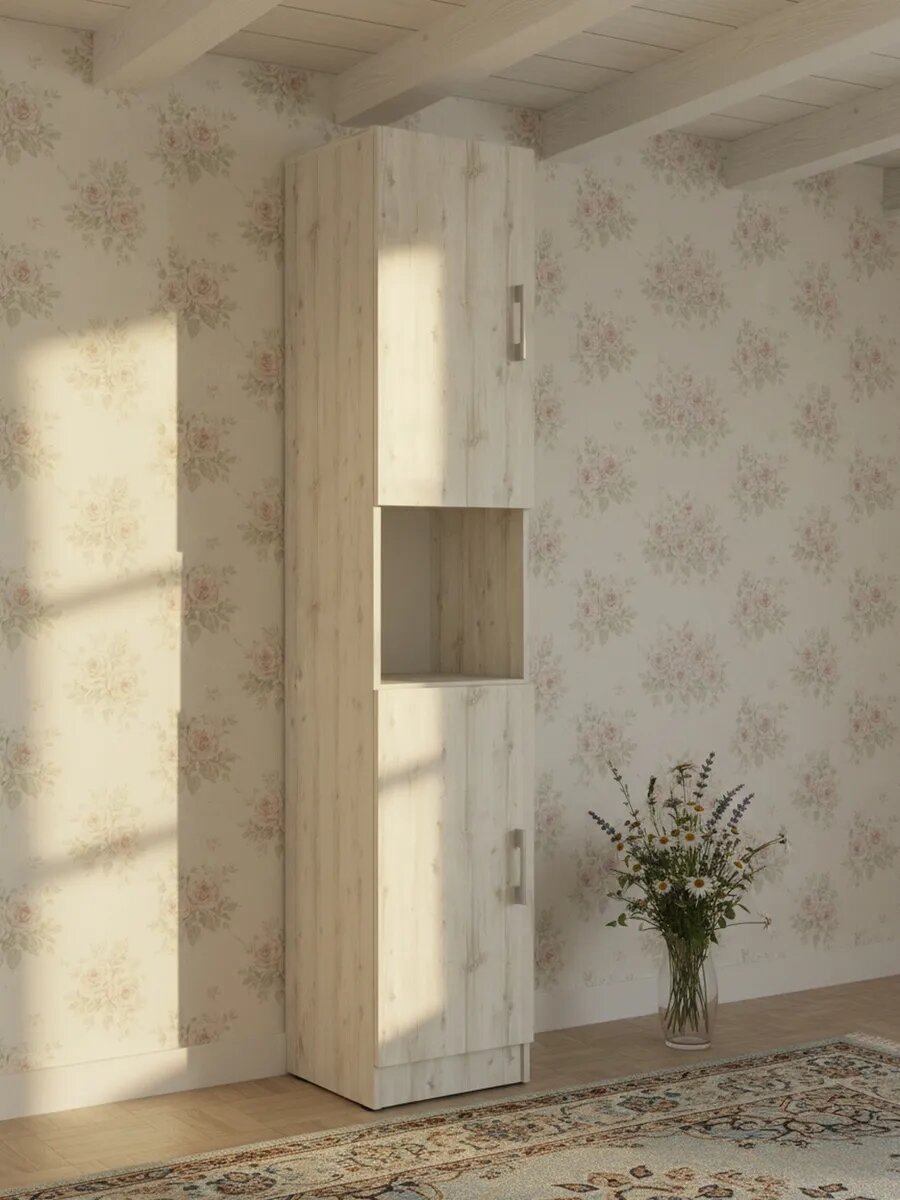 Шкаф пенал FRESTER деревянный на балкон распашной с полками, от производителя