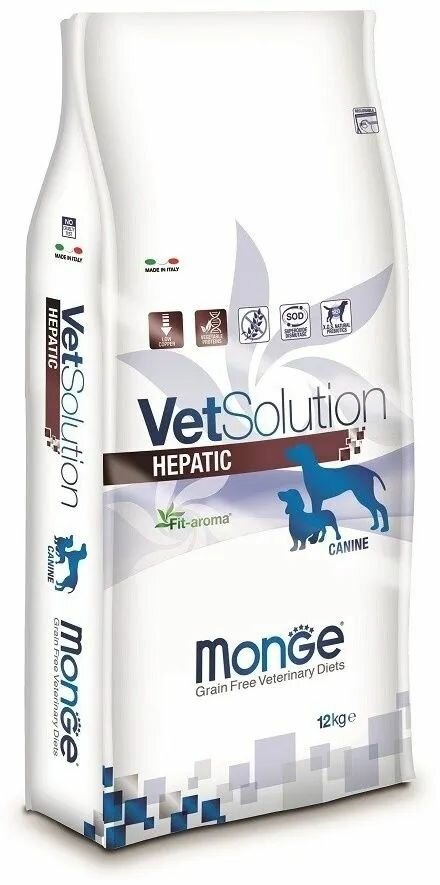 Сухой корм Monge VetSolution Hepatic Dog для собак Hepatic при заболеваниях печени (1шт по 12кг)