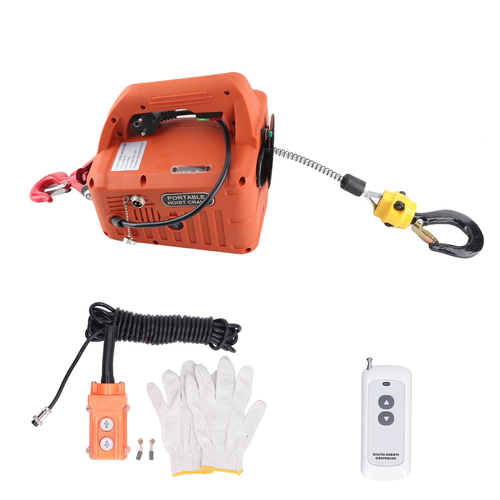 Электрическая лебедка с дистанционным управлением, грузоподъемность 500 кг, максимальная высота подъема 7,6 м, мощность 1500 Вт, штекер ЕС 220 В