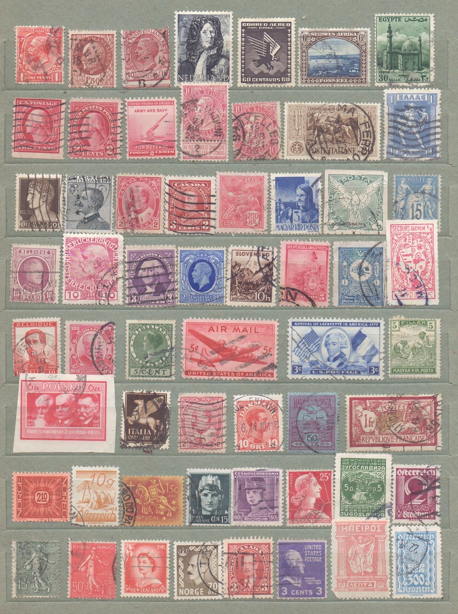 Почтовые марки Мира. 1900-1940 годы. Старинные, Разное. Разные страны. Шикарный набор - 58 марок. Для коллекций.