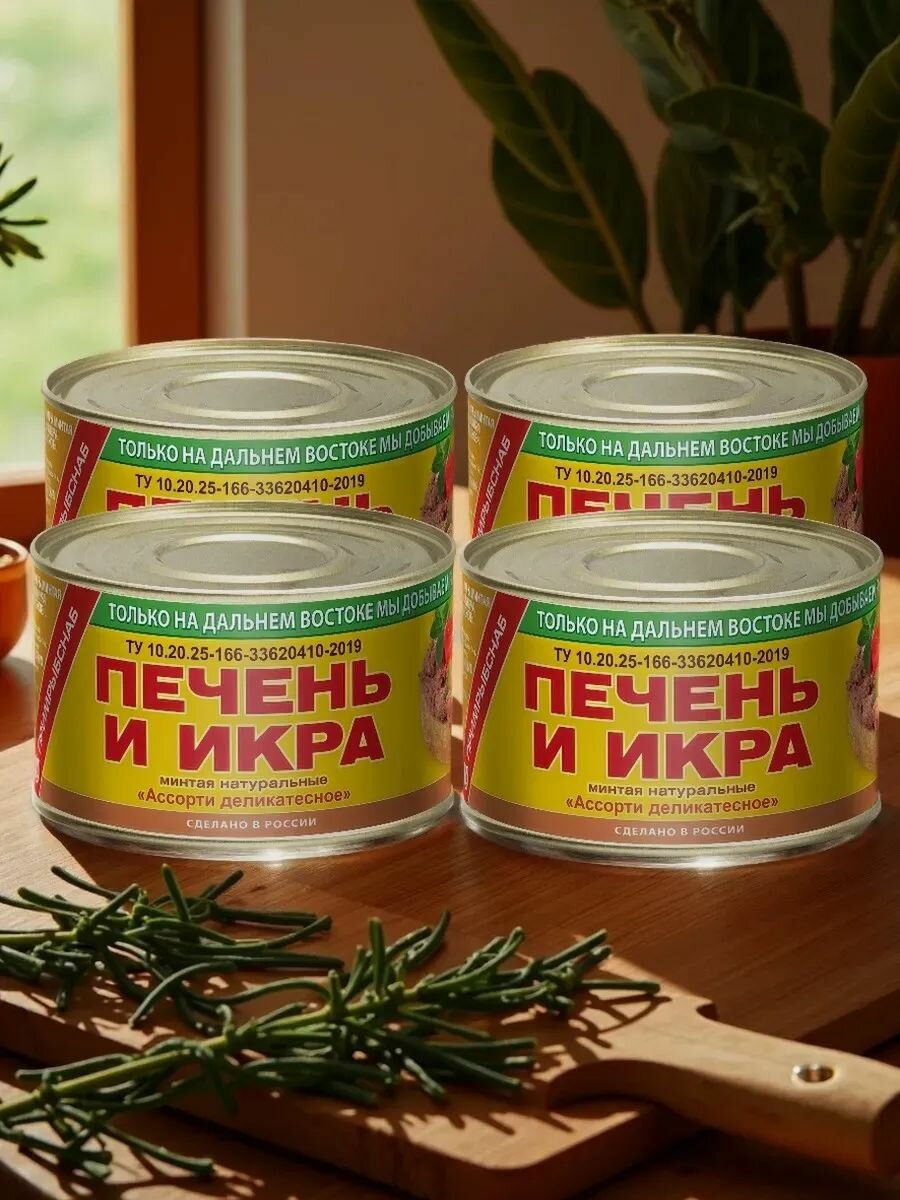 Примрыбснаб печень и икра минтая 240 г. (Набор из 4шт)