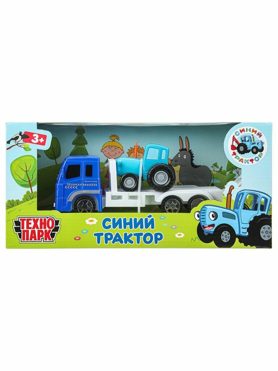 Технопарк Машина Синий трактор с автоперевозчиком