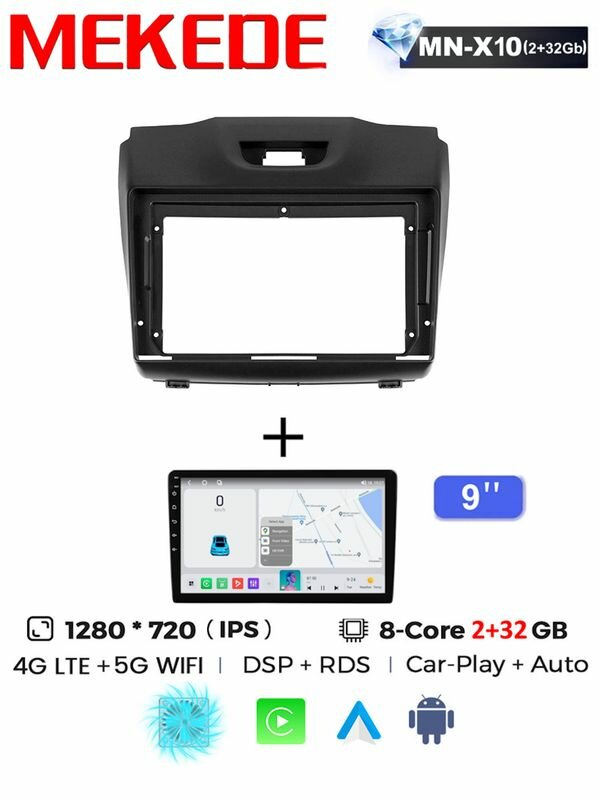 Магнитола 9" Mekede MN X10 Pro 2/32 Gb Chevrolet TrailBlazer 2 2012-2016 S-10 S10 Colorado Isuzu D-Max DMA carplay